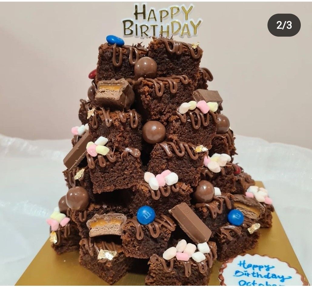 Belgian Choc Brownie Tower, Food & Drinks, Homemade Bakes on Carousell