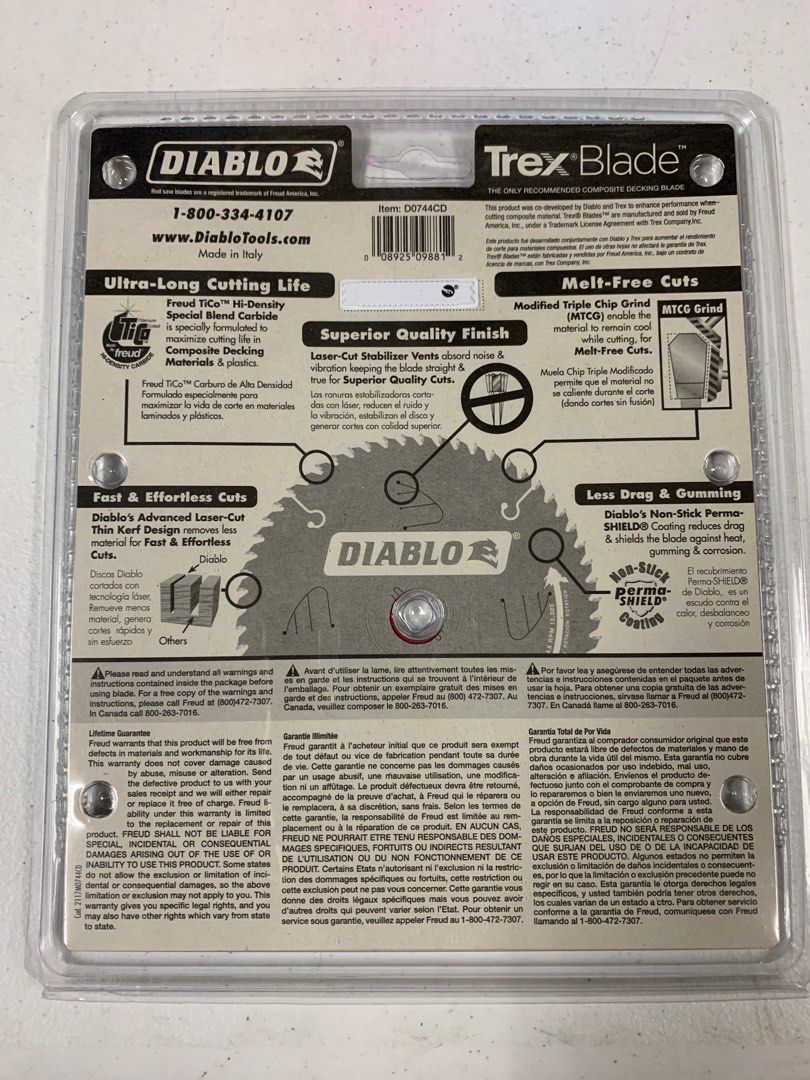 Diablo Trex Blade 7-1/4" x 44-tooth Circular Saw Blade - D0744CD ...