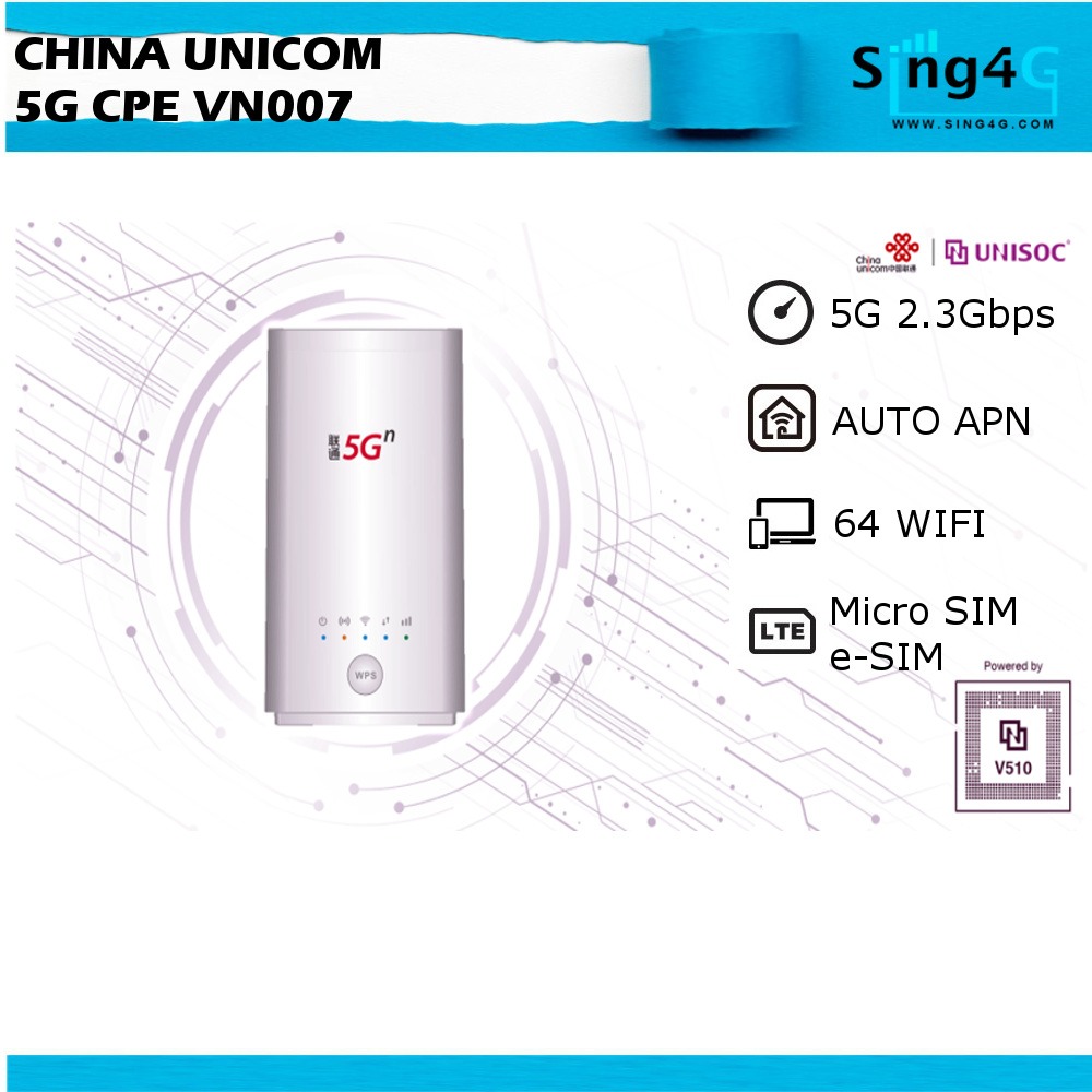 Modem China Unicom 5G CPE VN007+ 5G ROUTER ( 2.3Gbps 4LAN 64 WIFI) for all 5G malaysia ...