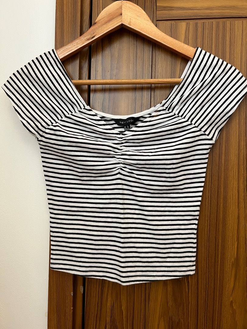 Classy Stripes Crop Top, Women's Fashion, Tops, Blouses on Carousell