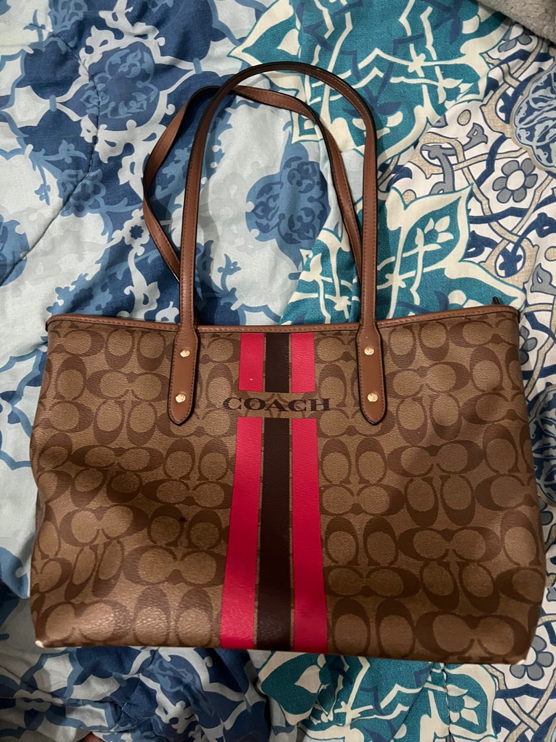 Coach Varsity Stripe City Zip Tote, Luxury, Bags & Wallets on Carousell