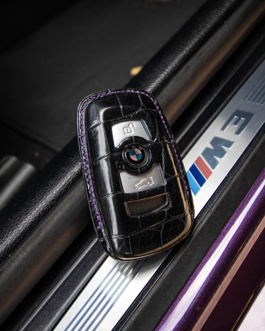Custom Made BMW M3 Car Key Pouch in Black Crocodile Leather, Car ...