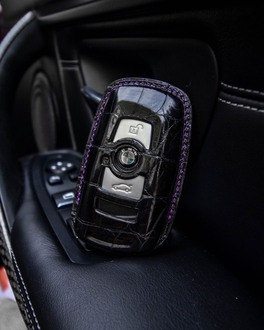 Custom Made BMW M3 Car Key Pouch in Black Crocodile Leather, Car ...