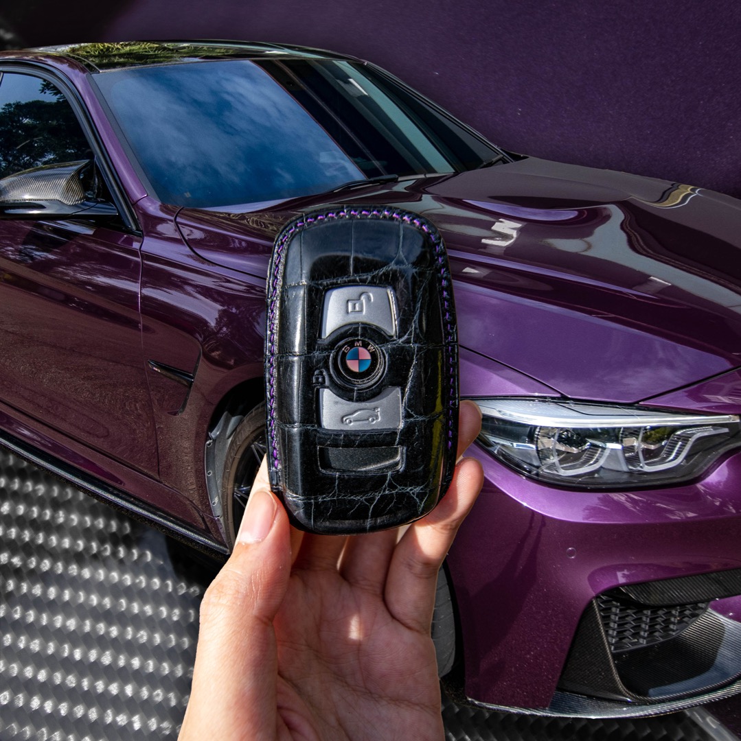 Custom Made BMW M3 Car Key Pouch in Black Crocodile Leather, Car ...