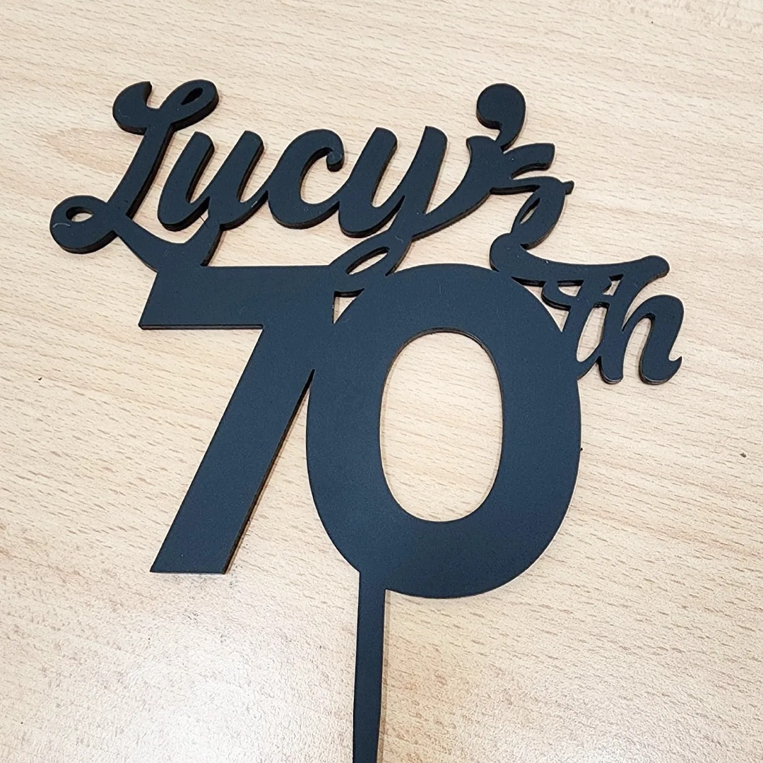 MATTE BLACK ACRYLIC Customised Cake Topper , Hobbies & Toys, Stationery ...