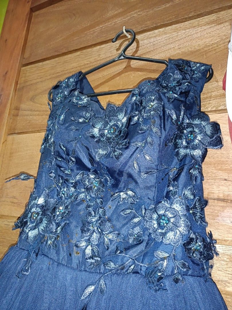 dark/ navy blue fairycore cottagecore gown (prom, debut, evening formal ...