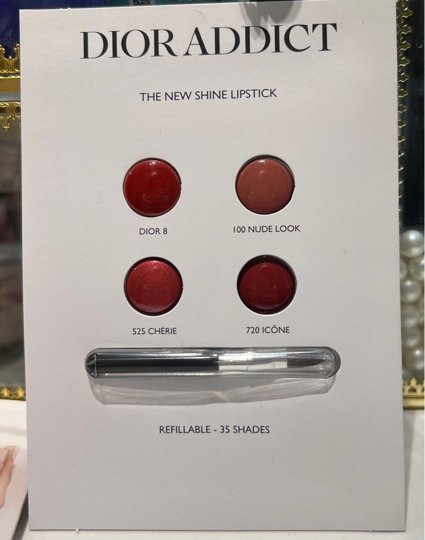 Dior Addict The New Shine Lipstick Sample Card w/ Brush - (4) Four ...