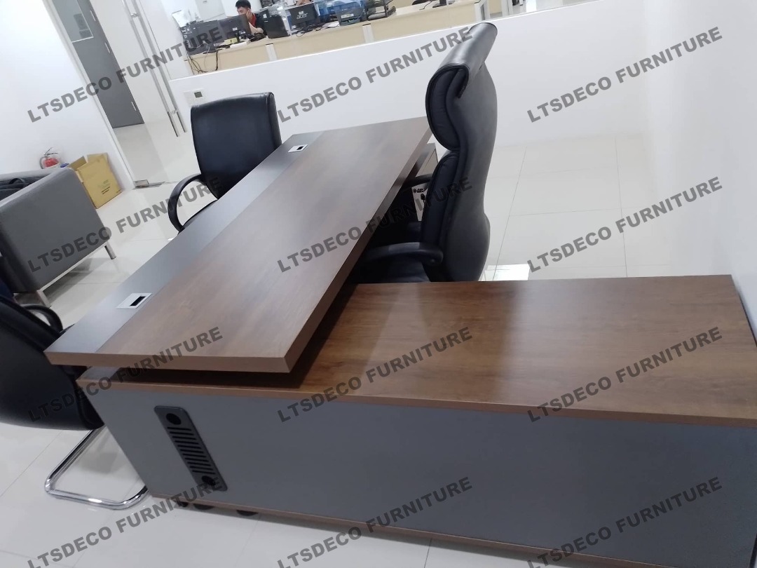 Executive table L-shape type Office furniture and Office partition ...