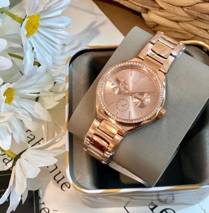 Fossil BQ3721 Eevie Multifunction Rose Gold Stainless Steel Watch ...