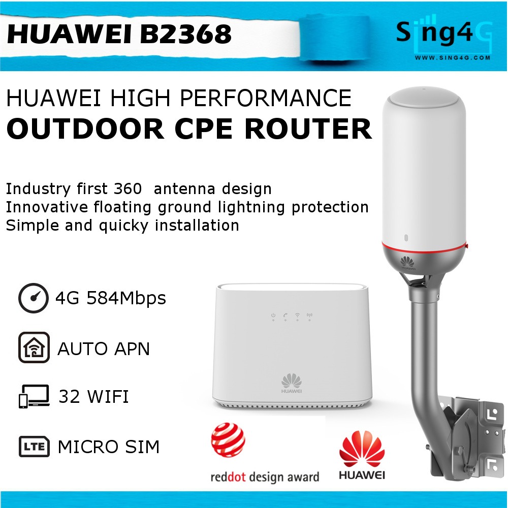 HUAWEI B2368 4G 4G+ OUTDOOR CPE ROUTER Direct SIM (4G+ 580Mbps 4LAN ...