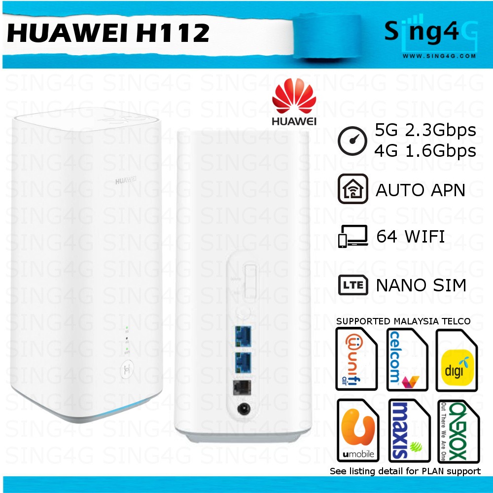 HUAWEI H112 5G CPE PRO (2.3Gbps) Sim Router International Set English ...