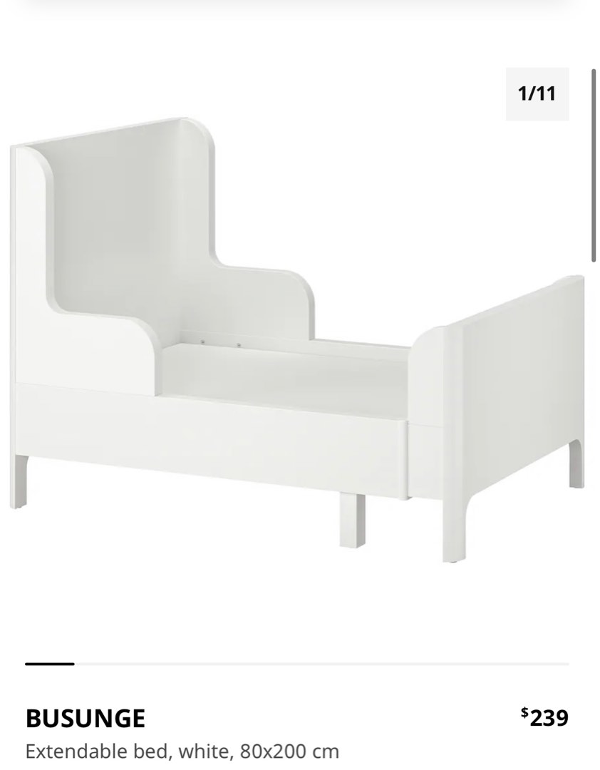 INCL MOVING! IKEA - BUSUNGE Extendable bed, white, 80x200 cm, Babies ...