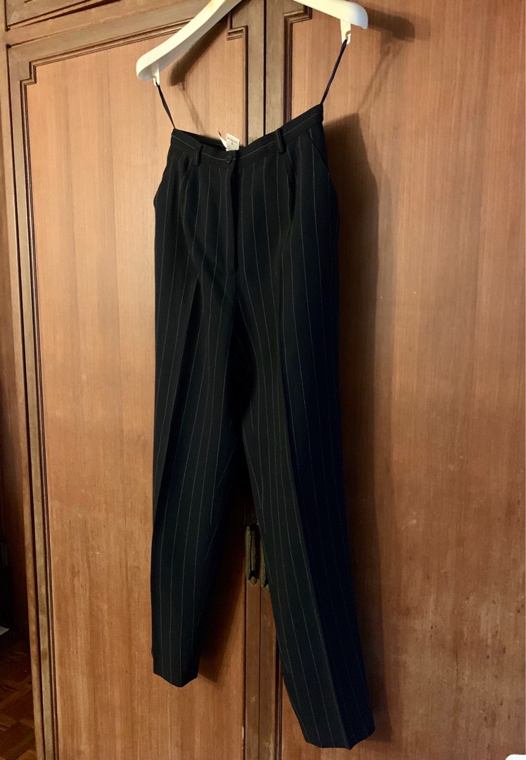 真品Jeselle 直條紋黑長褲Diffa en-suey Le Polka, 她的時尚, 褲＆裙, 其他下身衣物在旋轉拍賣