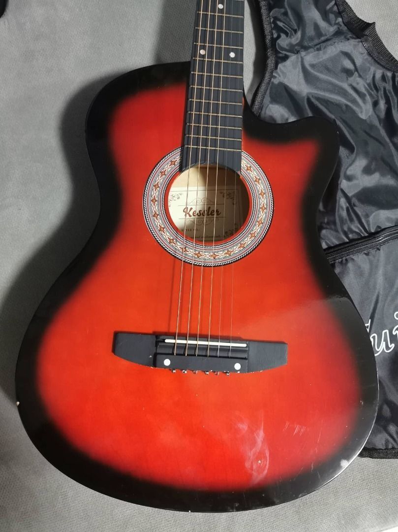 Kessler acoustic guitar Red With bag, Hobbies & Toys, Music & Media ...