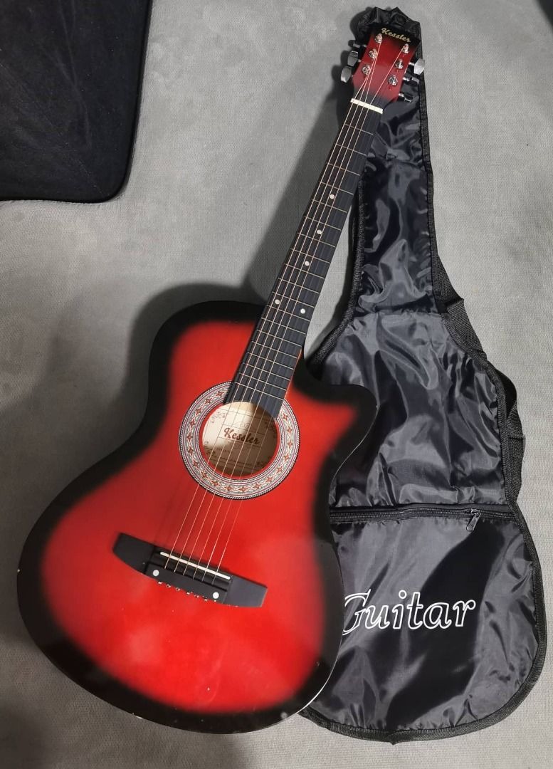 Kessler acoustic guitar Red With bag, Hobbies & Toys, Music & Media ...