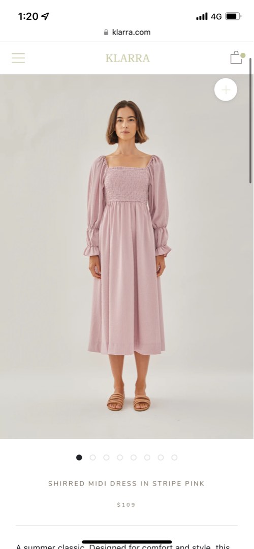 Klarra shirred midi dress in stripe pink, Women's Fashion, Dresses ...