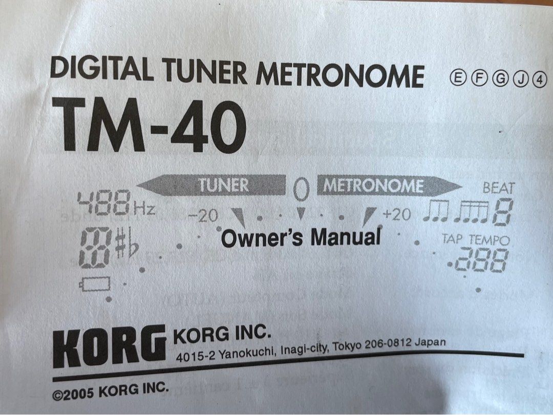 Korg TM-40 Tuner Merronome, 興趣及遊戲, 音樂、樂器 & 配件, 樂器配件 - Carousell