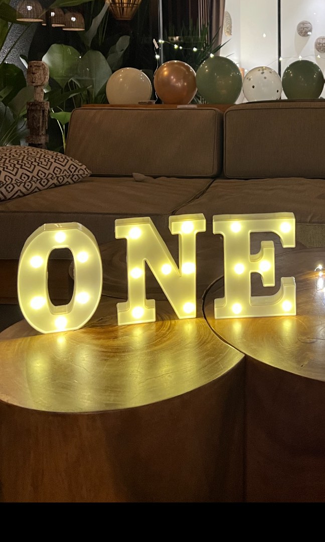LED Letter lights “ONE”, Marquee Light Sign, Furniture & Home Living ...