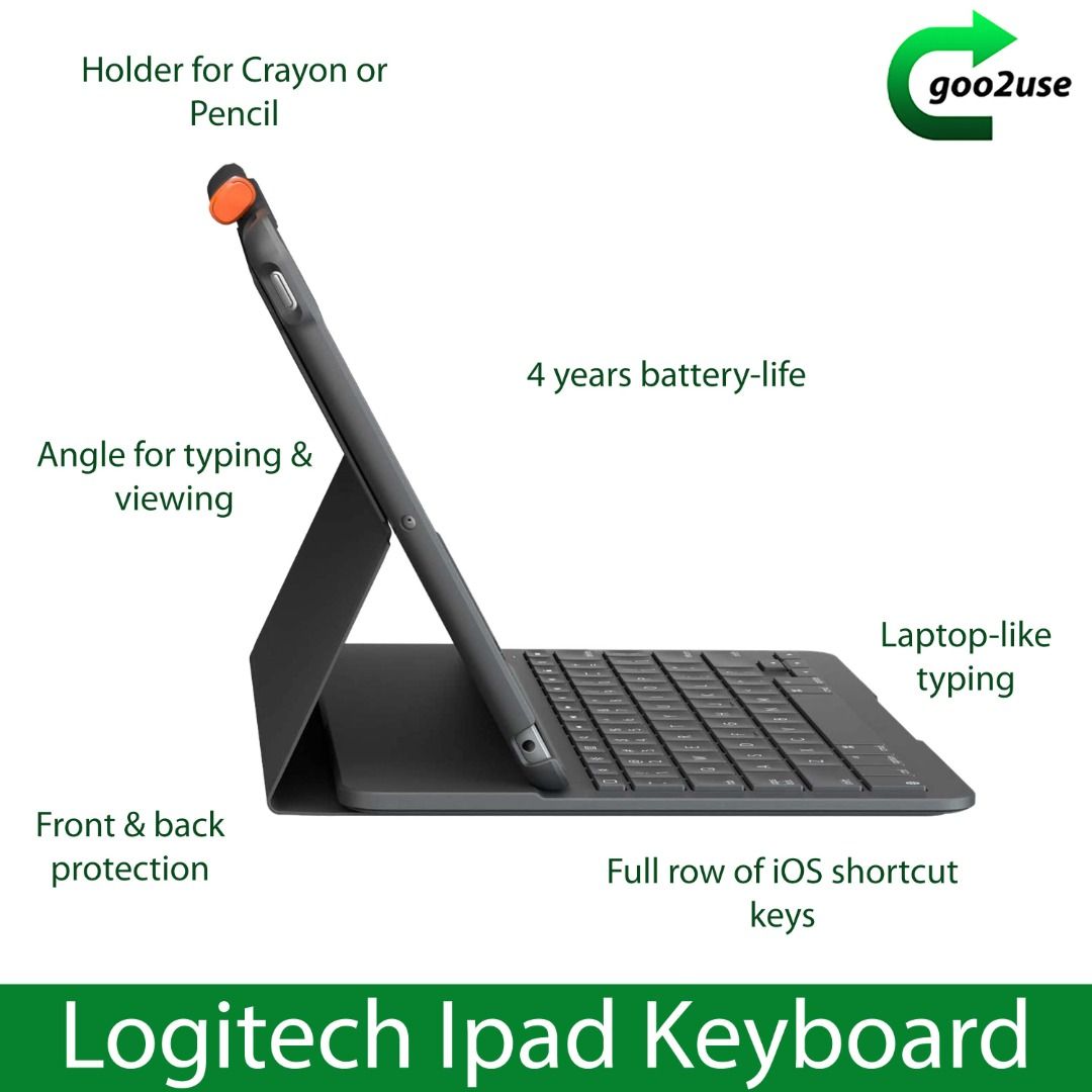 Logitech iPad (7th, 8th and 9th generation) Keyboard Case Slim Folio ...