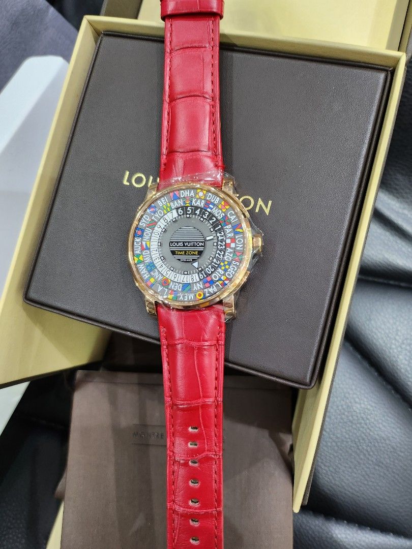Louis Vuitton Time Zone 18k, Luxury, Watches on Carousell