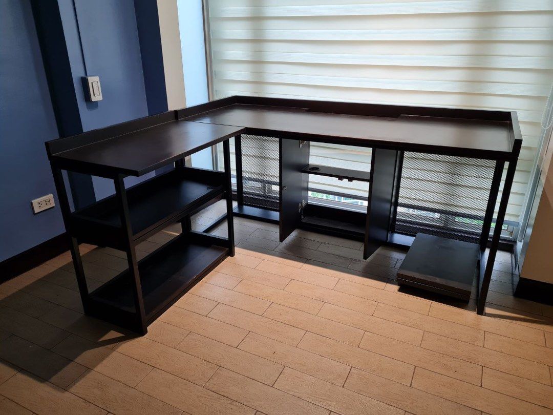 (Rush) Mahogany wood gaming desk, Furniture & Home Living, Furniture ...