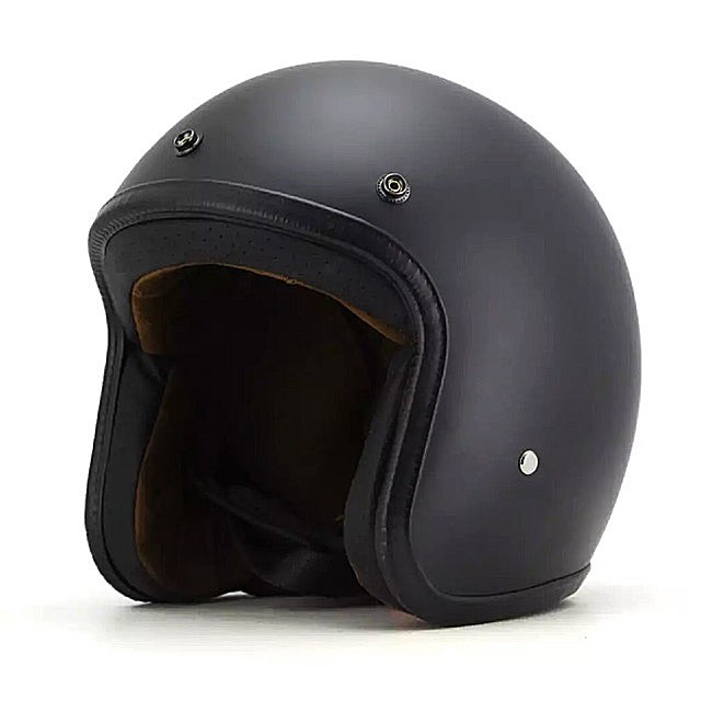 Matte Black Retro Cafe Racer Face Helmet Motorcycle Vintage Vespa Open ...