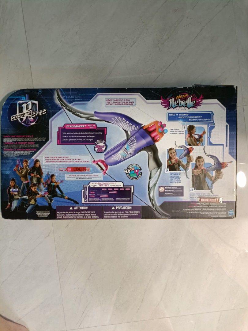 NERF Rebelle Strongheart Bow Blaster (Purple, Hobbies & Toys, Toys ...