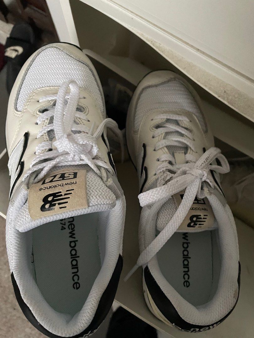 New Balance 574 White with Sea Salt, Women's Fashion, Footwear ...