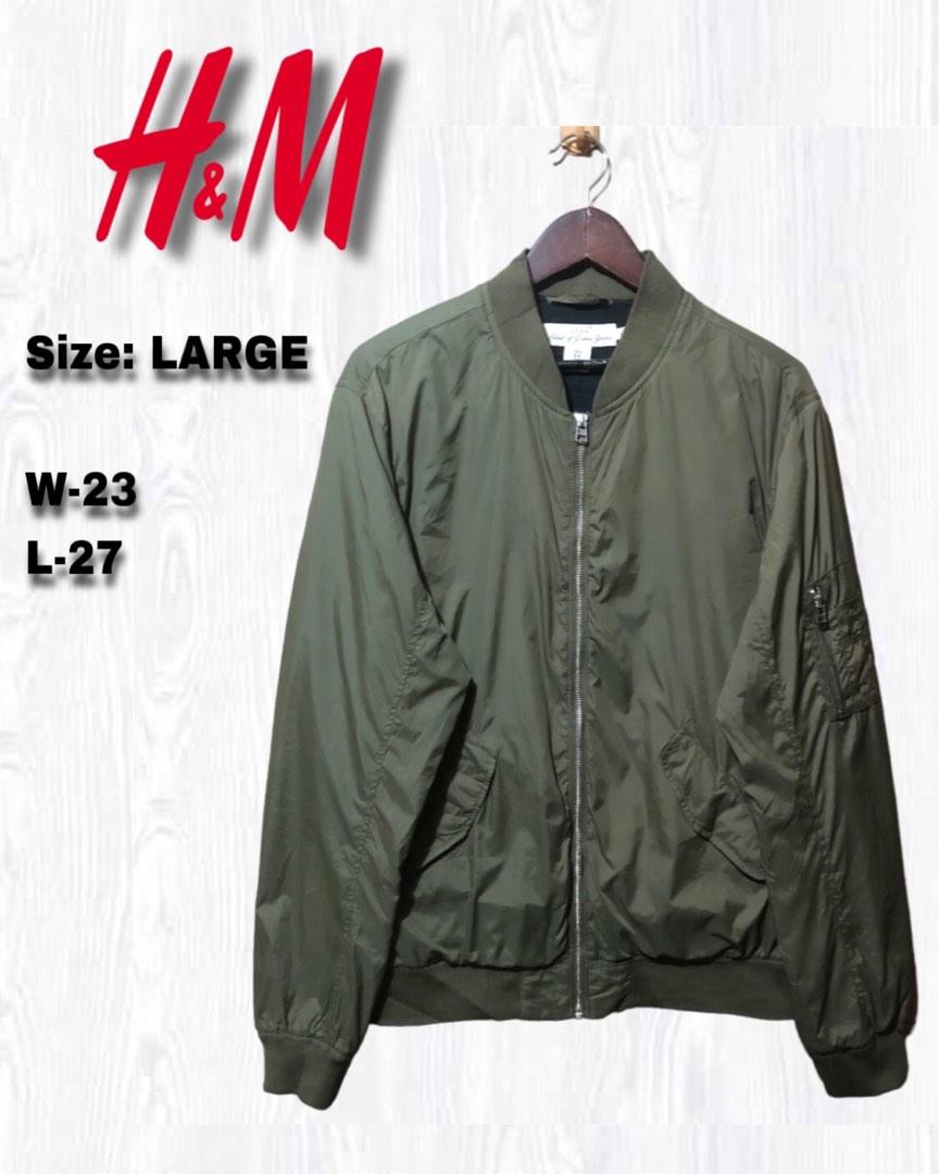 Original H&M Military Green Bomber Jacket, Men's Fashion, Coats ...