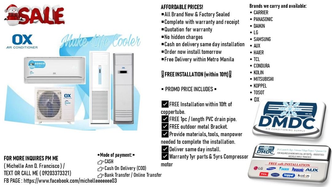 OX SPLIT TYPE INVERTER (BRAND NEW ALL UNITS), TV & Home Appliances, Air ...