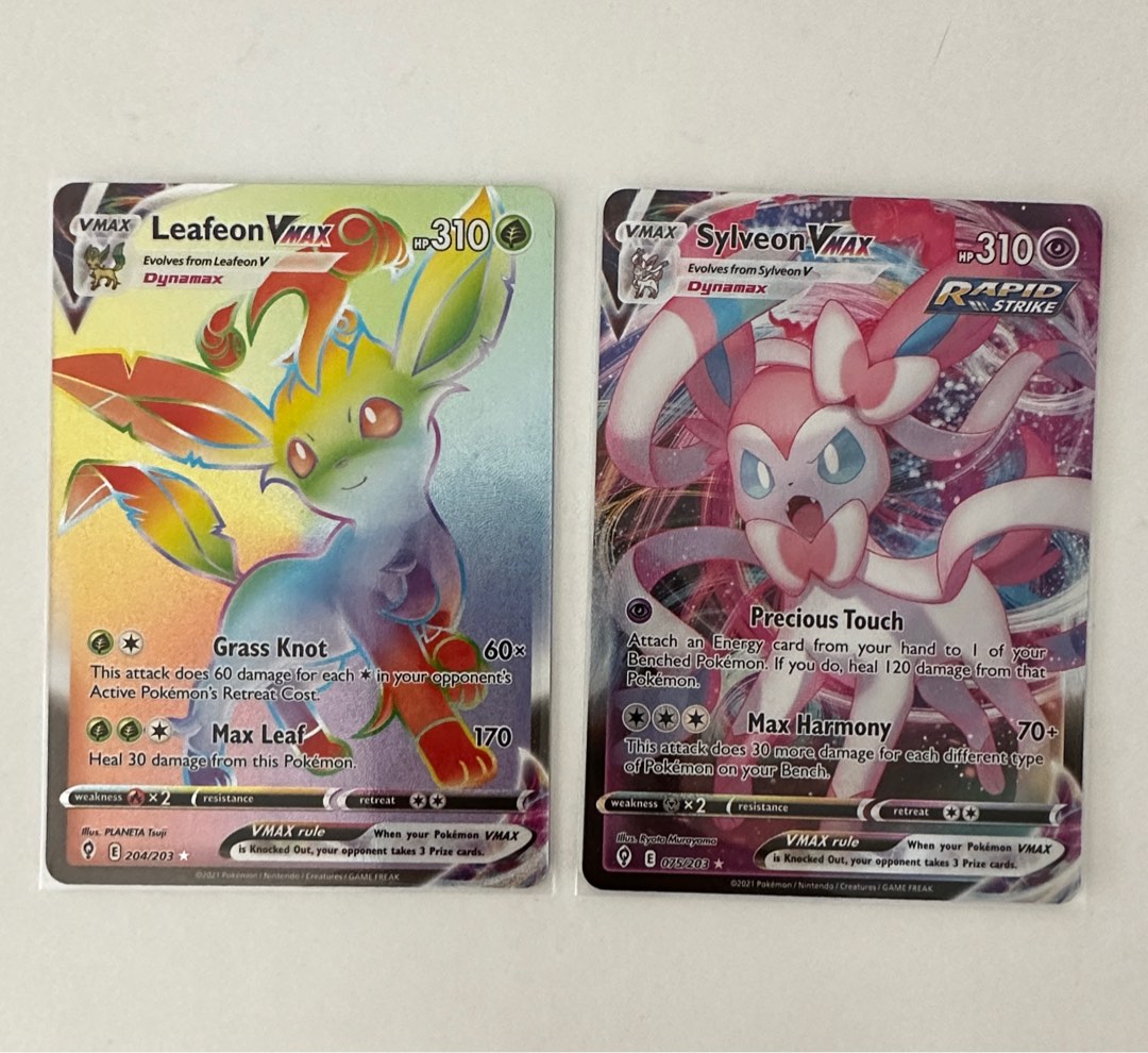 Pokemon TCG: Evolving Skies (Sylveon VMAX & Leafeon VMAX HR), Hobbies ...