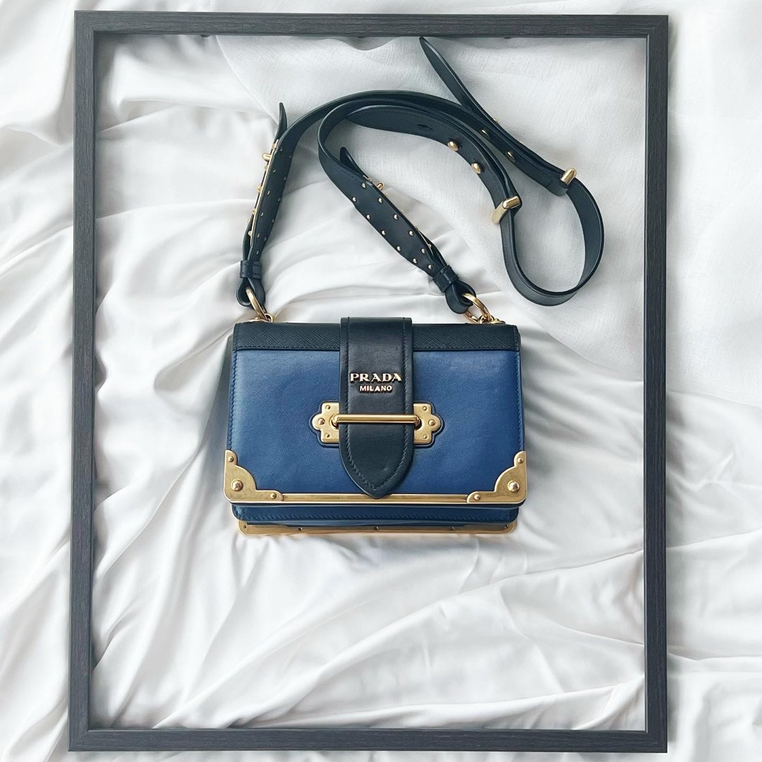 Prada Blue Cashier Bag, Luxury, Bags & Wallets on Carousell