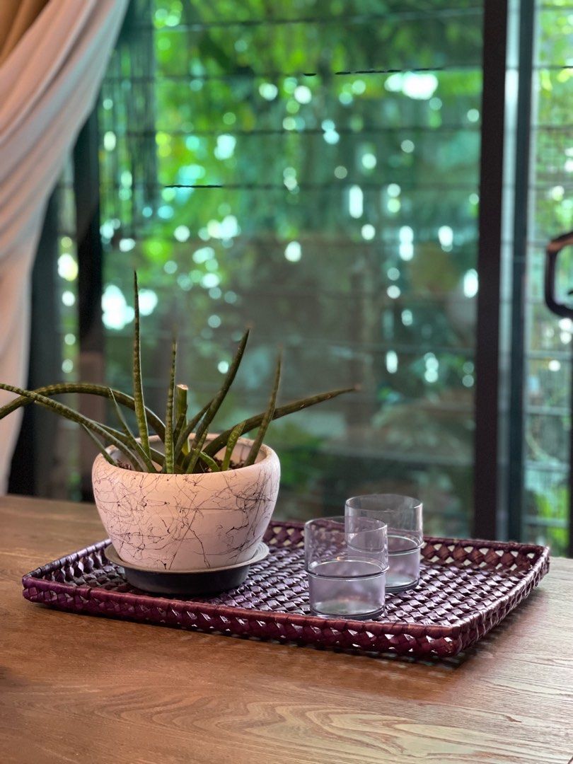 Purple Rattan Tray Dulang Rotan, Furniture & Home Living, Home Decor ...