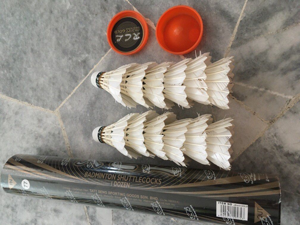 RCL used badminton shuttlecocks black gold, Sports Equipment, Sports ...