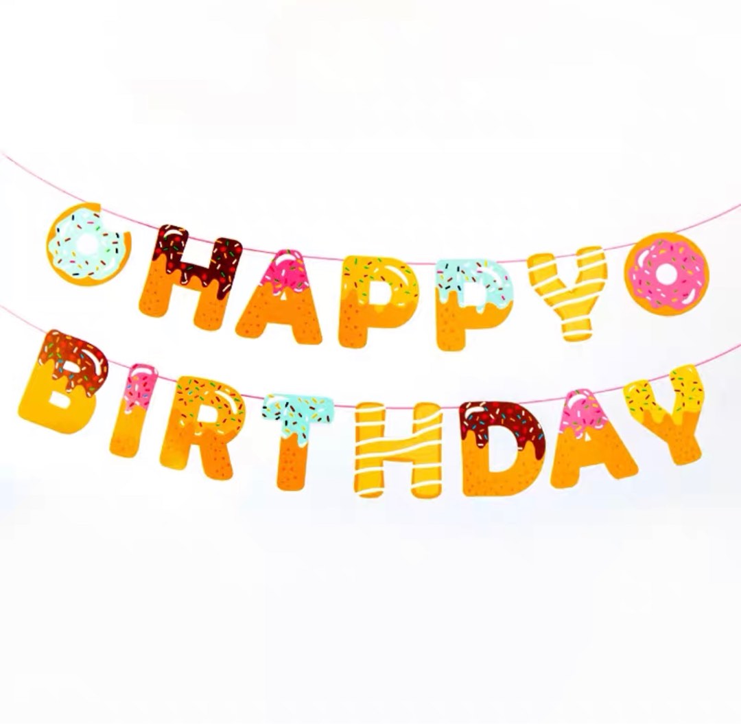 [Ready Stock] Donuts theme Happy Birthday Banner., Hobbies & Toys ...