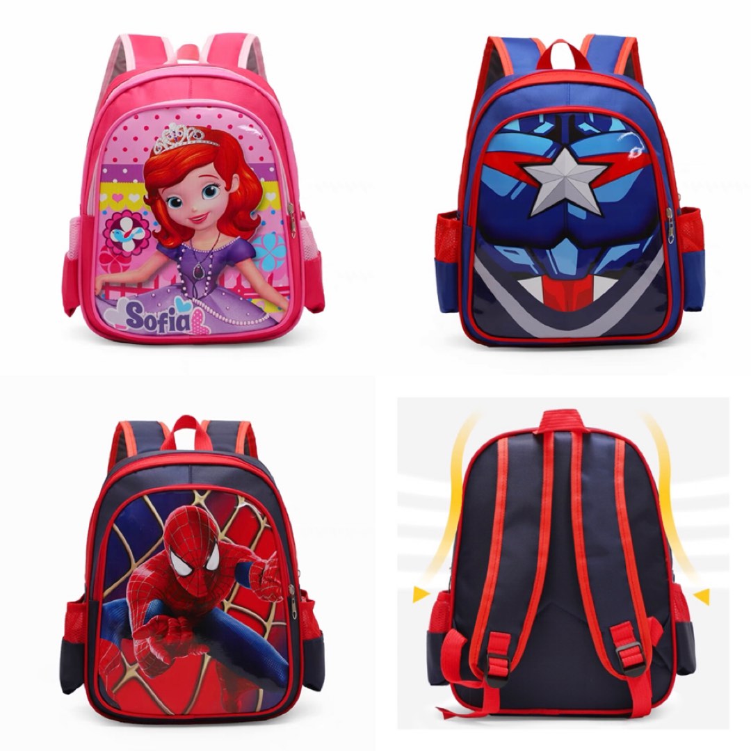 Ready Stock Sofia/Spider-Man/Captain America School Bag, Babies & Kids ...
