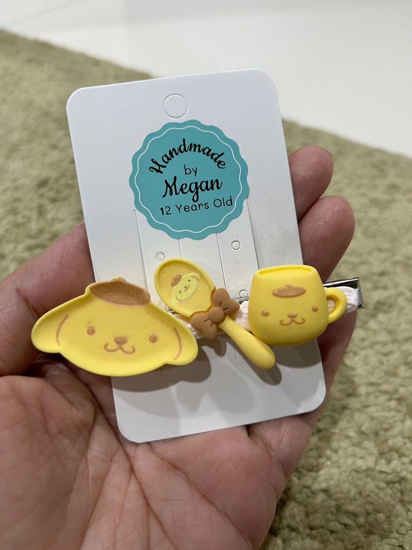 Sanrio Pompompurin Handmade Hair Clip, Babies & Kids, Babies & Kids ...