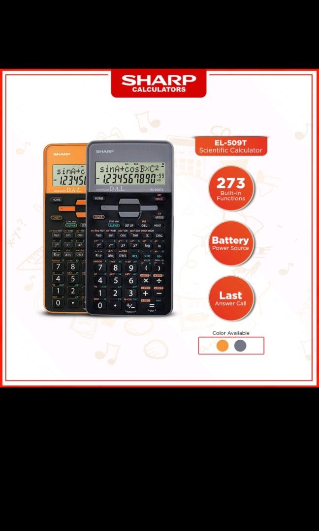 Sharp scientific calculator EL-509T, Hobbies & Toys, Stationary & Craft, Stationery & School ...