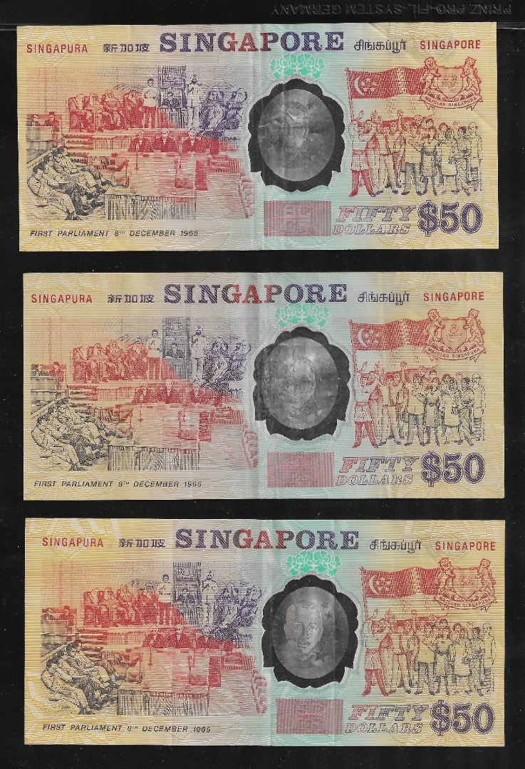 Singapore $50 Commemorative Plastic banknotes; for 3 copies, Hobbies ...