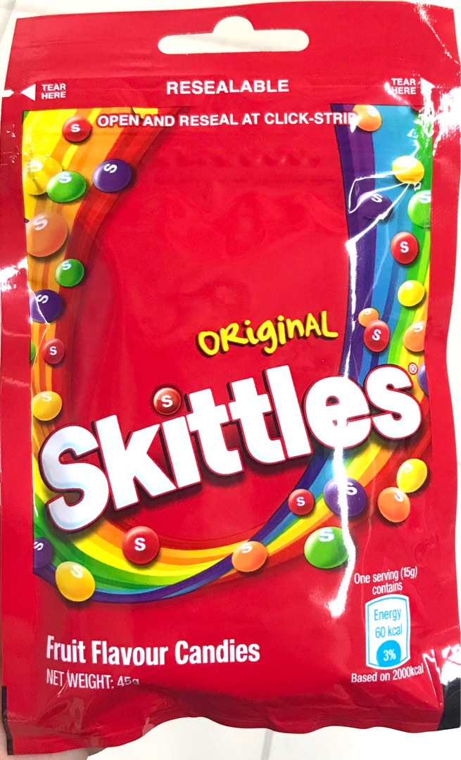 Skittles Original Fruit Flavor Candies 45g, Food & Drinks, Packaged ...