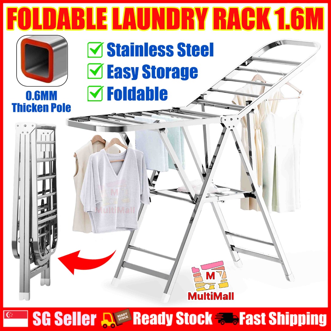 Stainless Steel 1.6M Laundry Drying Rack, Furniture & Home Living, Home ...