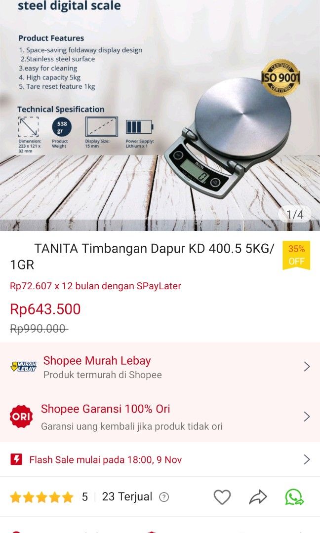 Timbangan digital Tanita 5kg, Kitchen & Appliances di Carousell