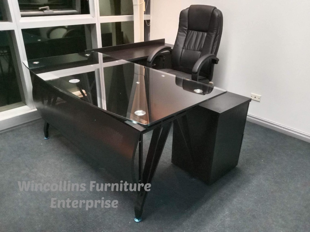 Top glass Executive Office table with executive Chair, Furniture & Home ...