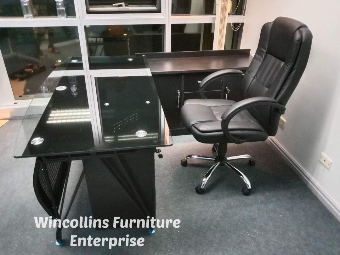 Top glass Executive Office table with executive Chair, Furniture & Home ...