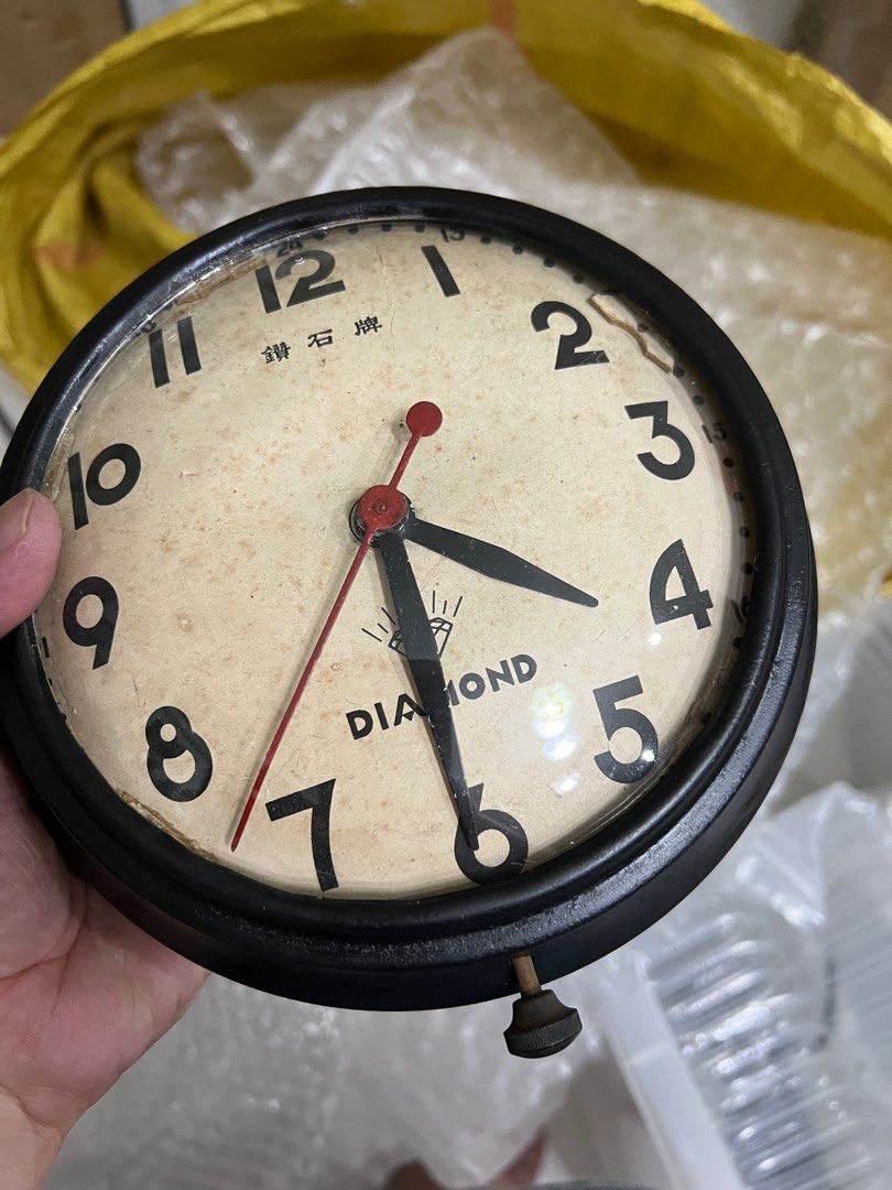 Vintage Paper Dial Diamond Clock, Furniture & Home Living, Home Decor ...