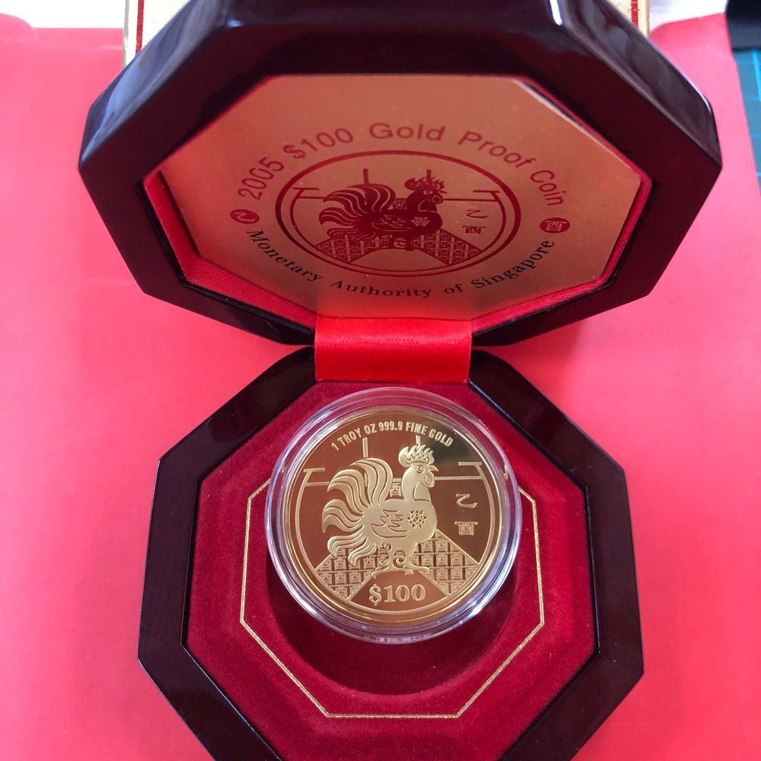 2005 SG $100 Rooster Gold Coin, Hobbies & Toys, Memorabilia ...