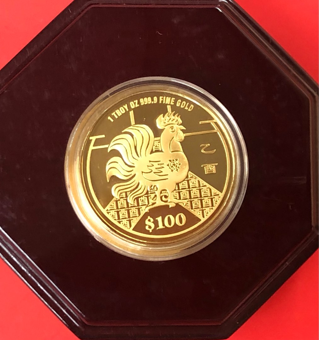 2005 SG $100 Rooster Gold Coin, Hobbies & Toys, Memorabilia ...