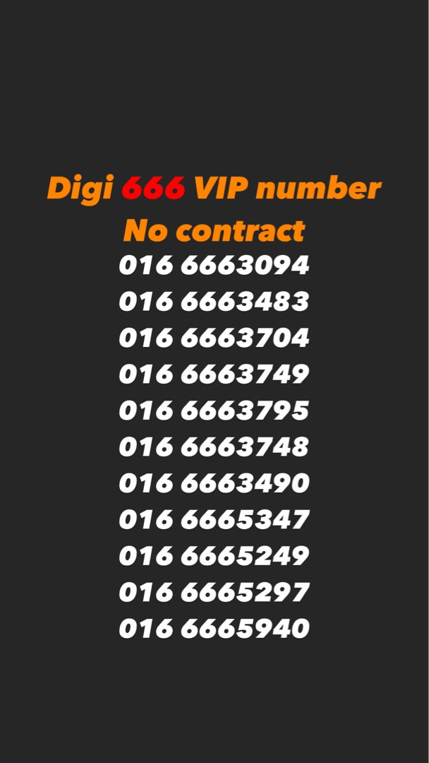 666 Digi Vip number 1, Mobile Phones & Gadgets, Mobile & Gadget Accessories, Sim Cards on Carousell