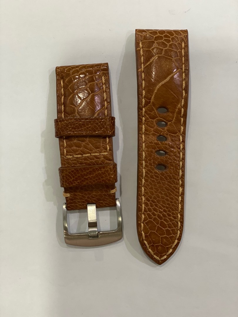 Aaron Bespoke Watch Strap for Panerai, Tan, Ostrich Leg, width 24mm ...
