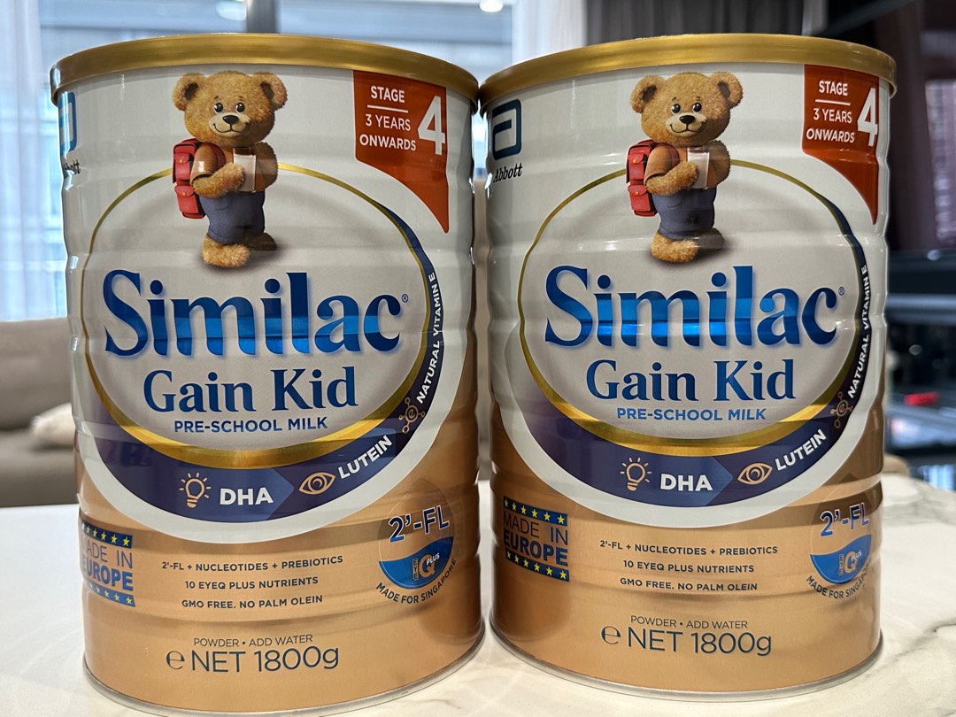 Abbott Similac Gain Kid Pre-School Milk Formula - Stage 4 (1800g) X 2 Tins, Babies & Kids ...
